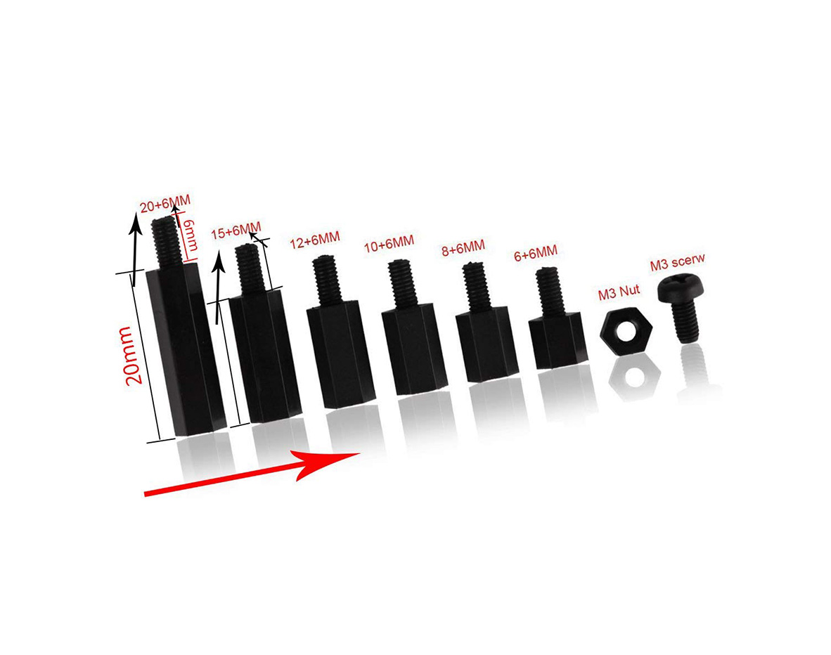 M3 Nylon Standoffs Hex Hexagonal Female Thread PCB Standoff Spacers Black